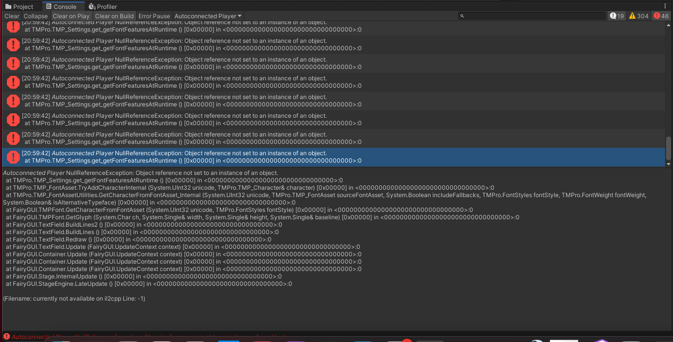 TextMeshPro 产生新字报错 NullReferenceException: Object reference not set to an instance of an object ...